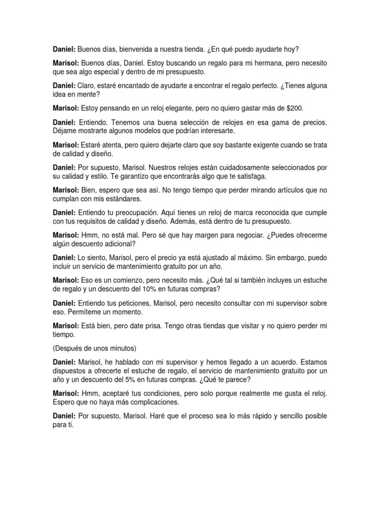 Dialogo Cliente Negociador Dificil | PDF