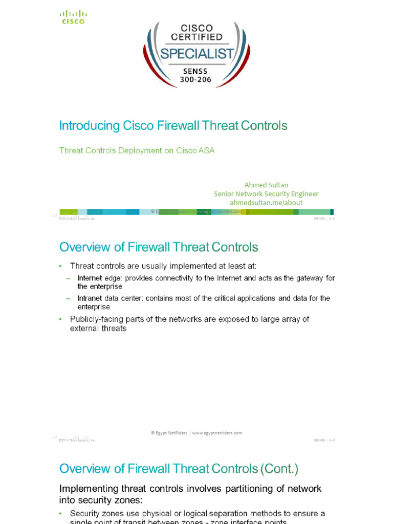 15 - Introducing Cisco Firewall Threat Controls | PDF