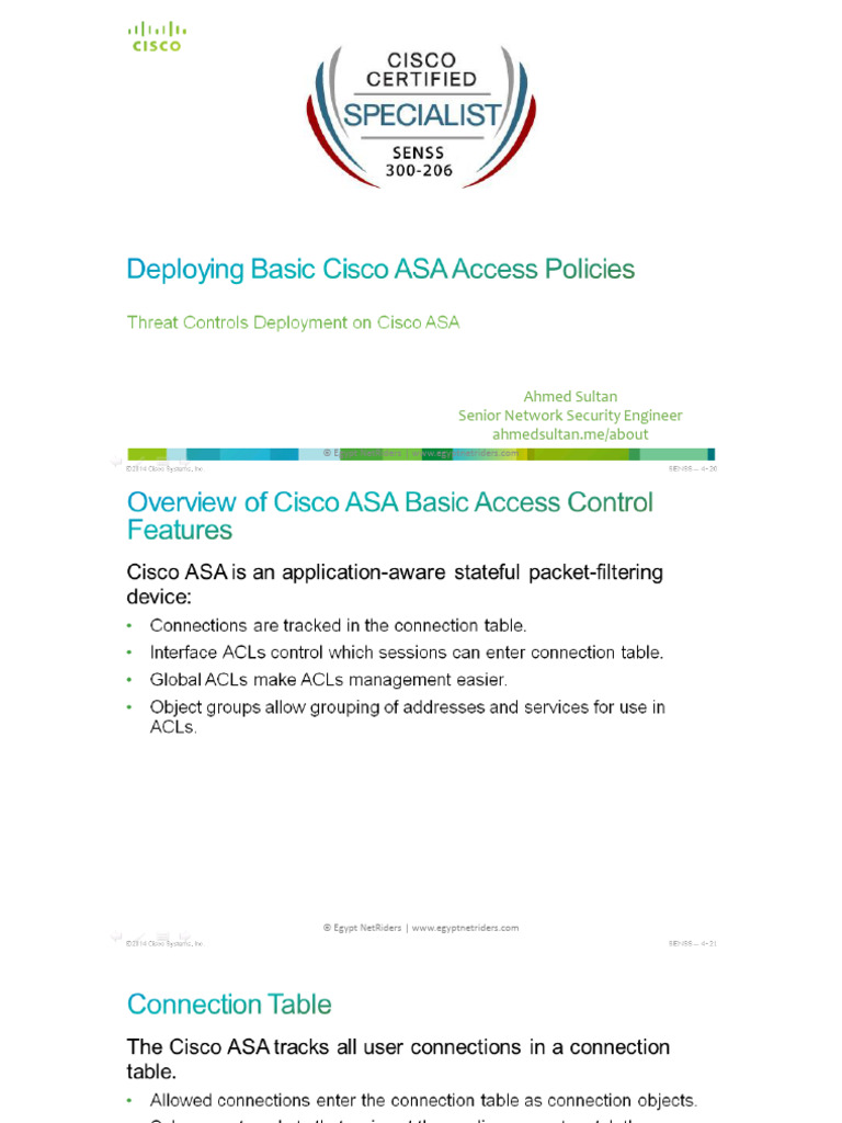 16 - Deploying Basic Cisco ASA Access Policies | PDF | Computer Networking | Cisco Systems