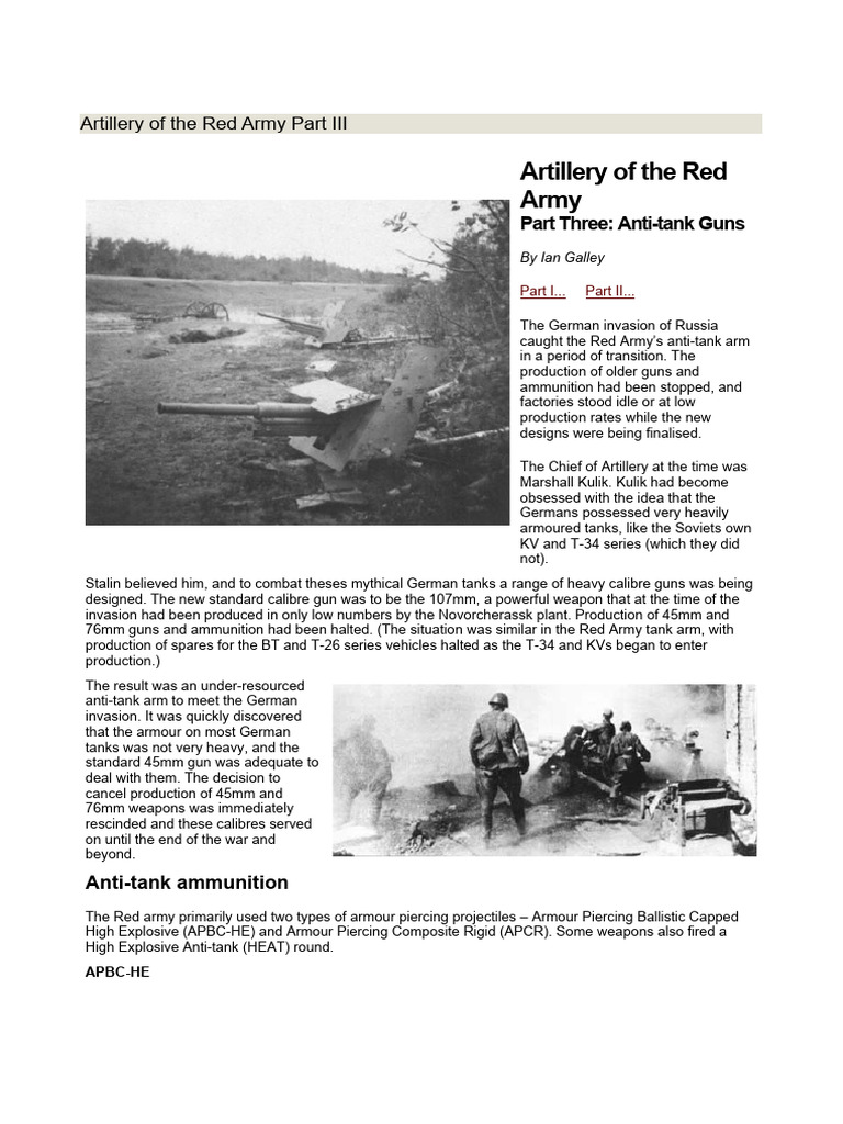 Artillery of The Red Army Part III | PDF | Shell (Projectile) | Tanks