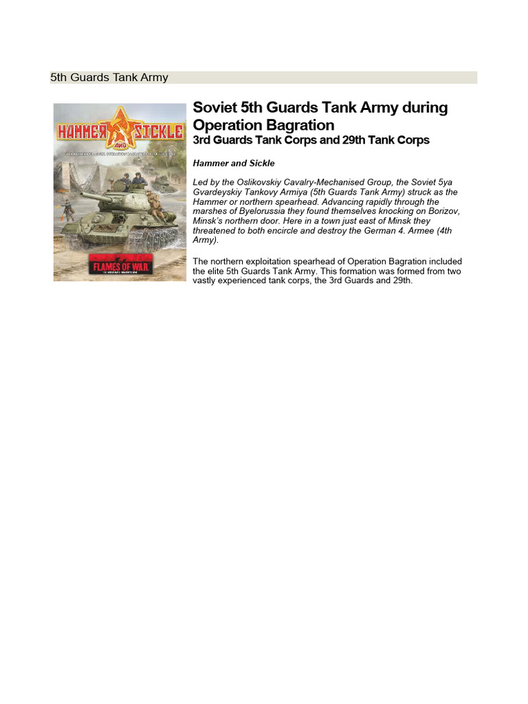 5th Guards Tank Army | PDF | Warfare | Eastern European Theatre Of ...