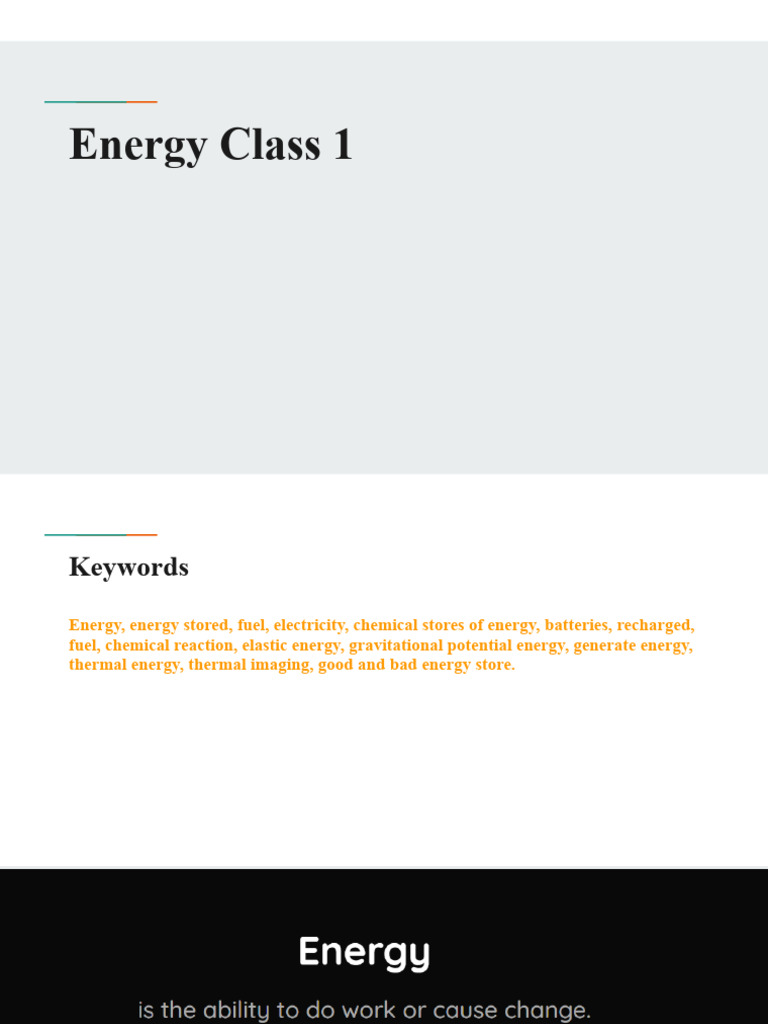 Energy 1st Class | PDF | Potential Energy | Fuels
