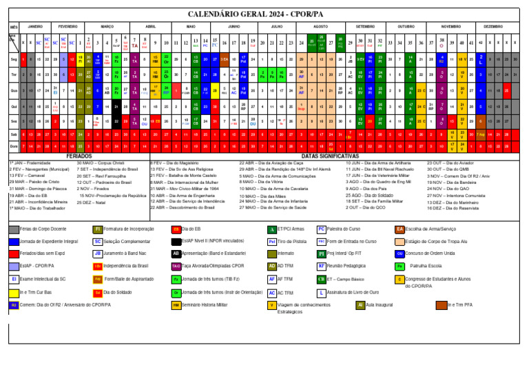 PGE - 2024 - CPORPA-Calendario Geral CPOR PA | PDF