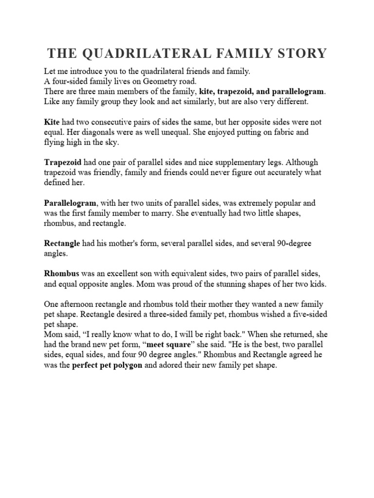 The Quadrilateral Family Story | PDF