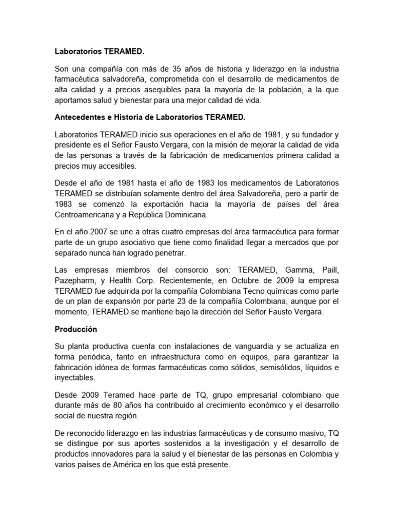 Laboratorios TERAMED | PDF