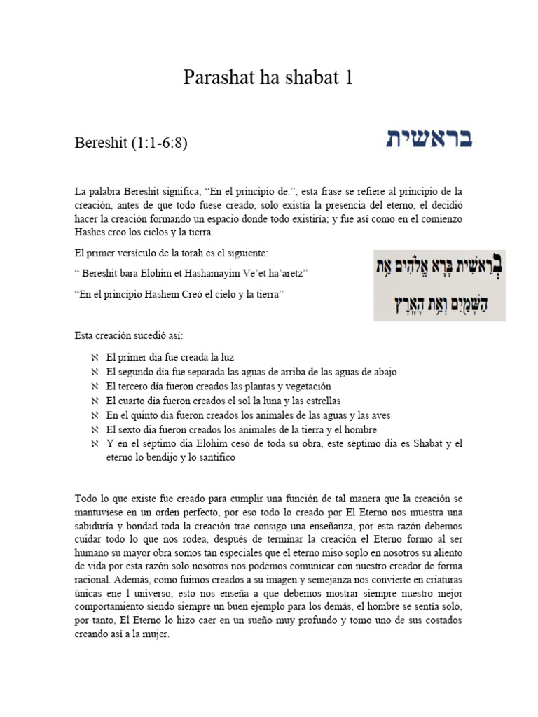 Parashat ha shabat 1 | PDF | Pecado | Creencia religiosa y doctrina