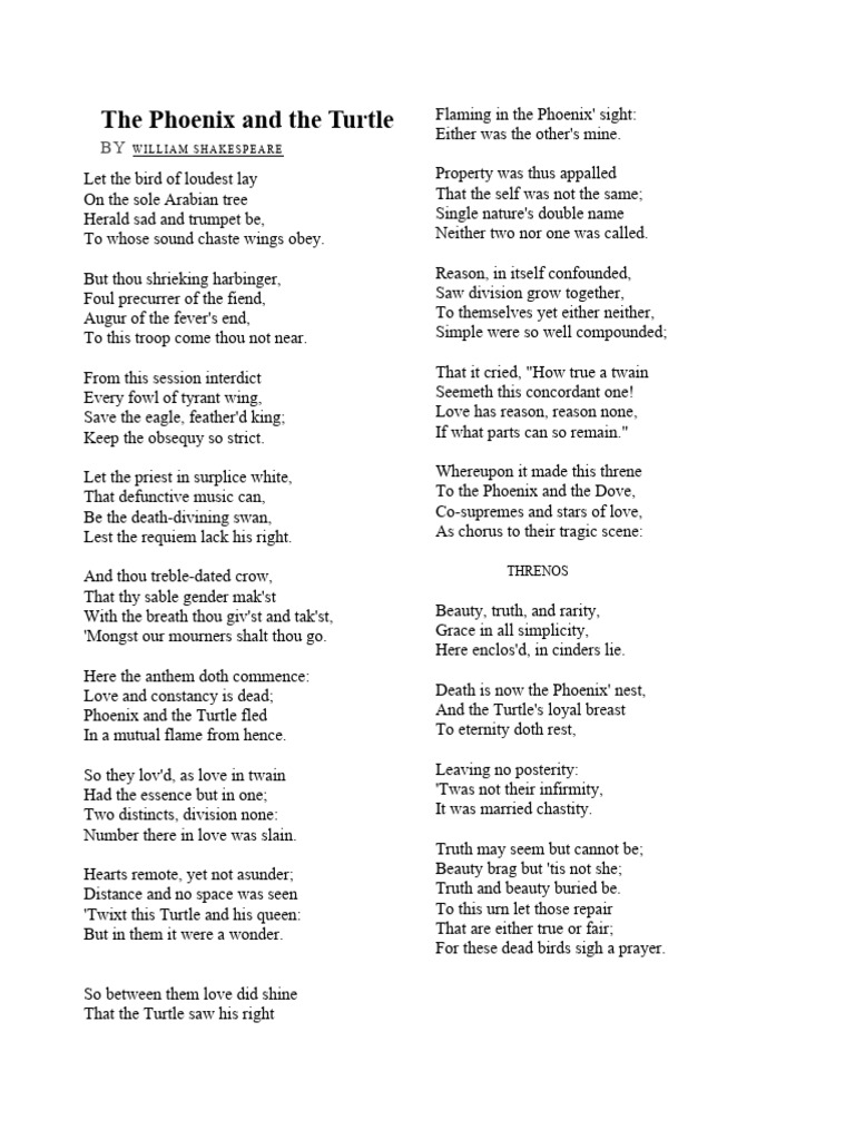 The Phoenix and The Turtle | PDF