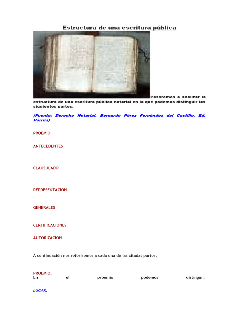 Estructura de Una Escritura Pública | PDF