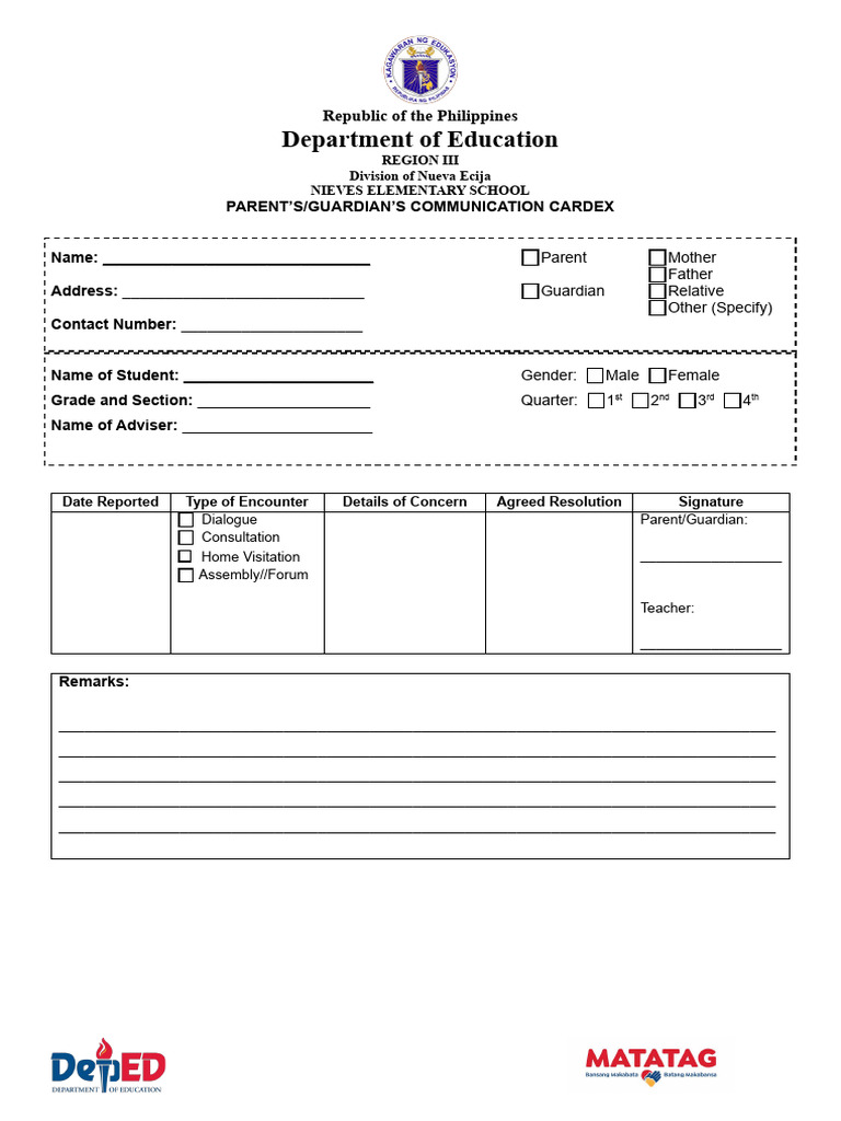 Parents Guardian Communication Index | PDF