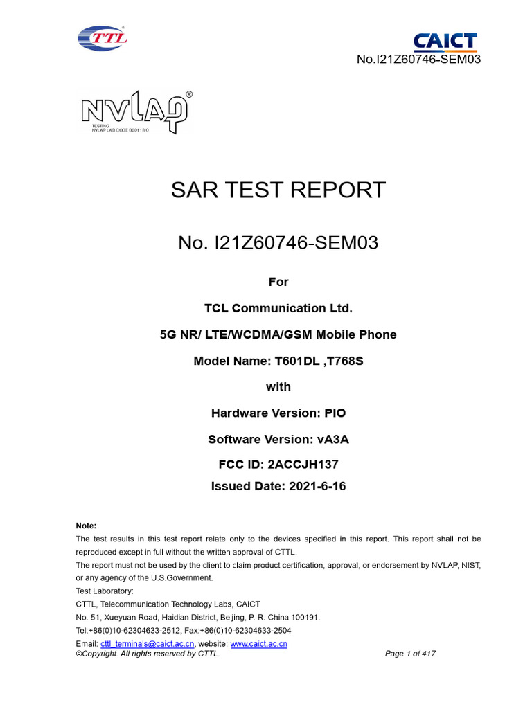 SAR Test Report | Download Free PDF | Ieee 802.11 | Wi Fi