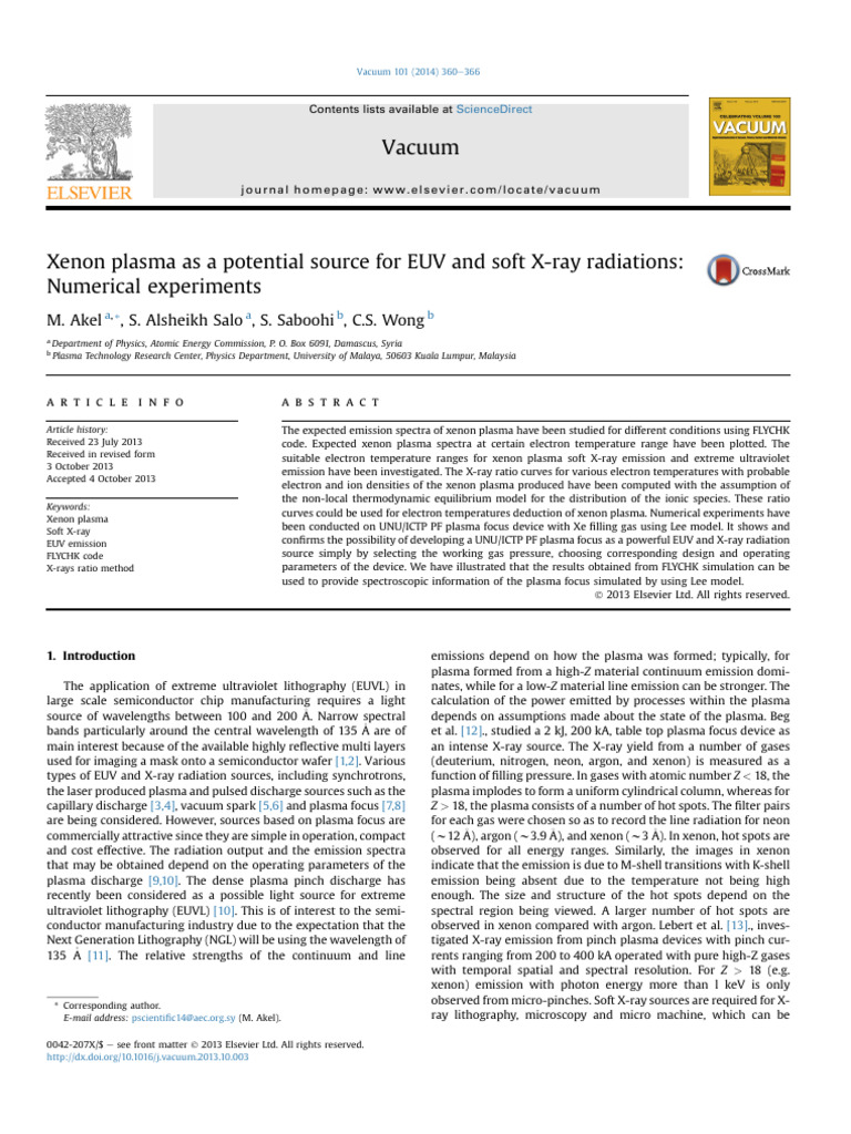 Xenon Plasma for EUV and X-ray Emission | PDF | Emission Spectrum ...