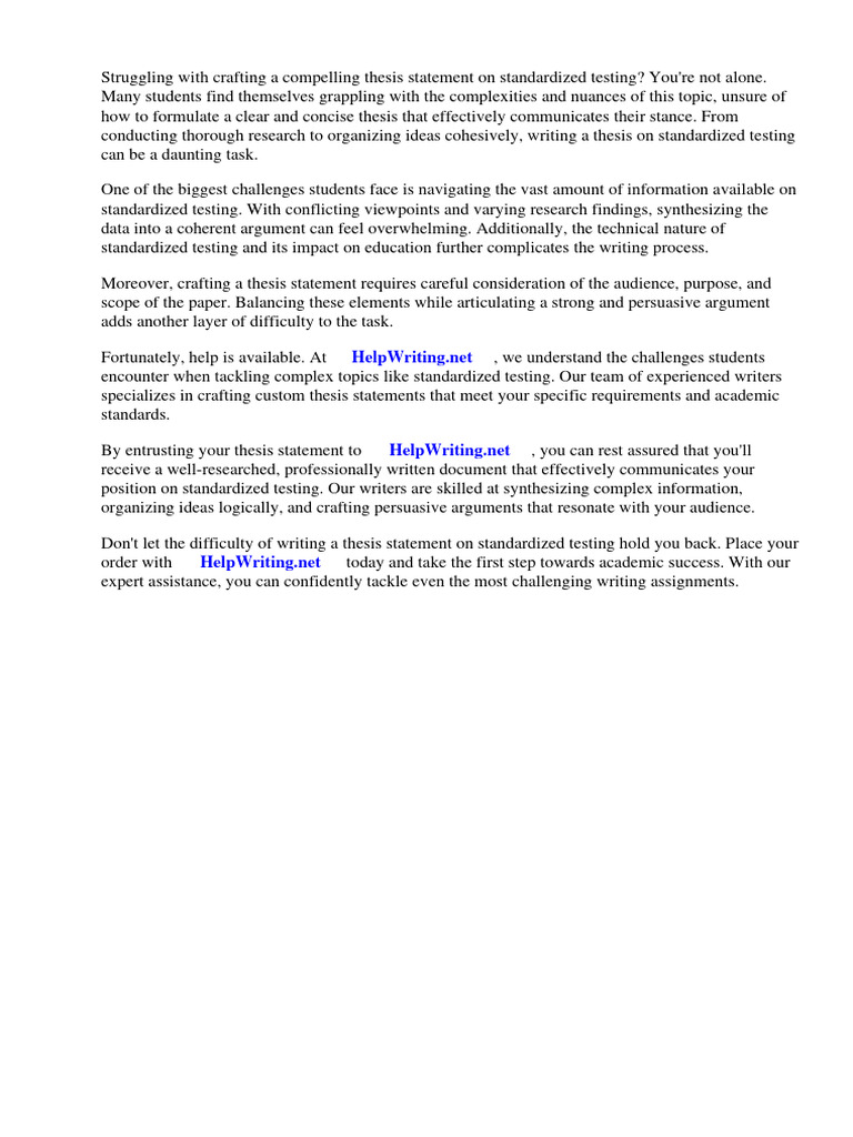 Thesis Statement On Standardized Testing | PDF | Photovoltaics ...