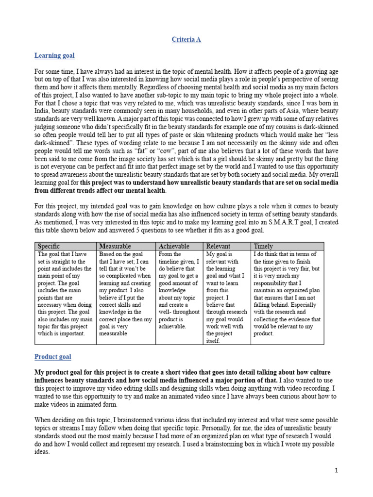 Personal Project Report | PDF | Career & Growth