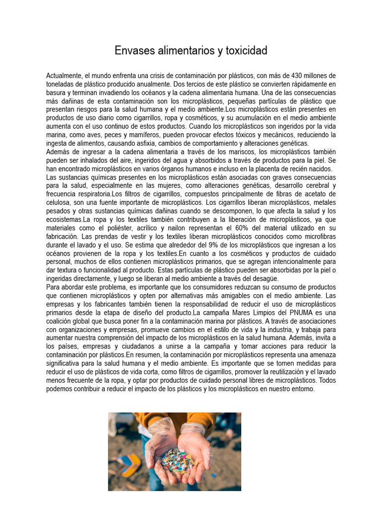 Contaminación por microplásticos y envases | PDF