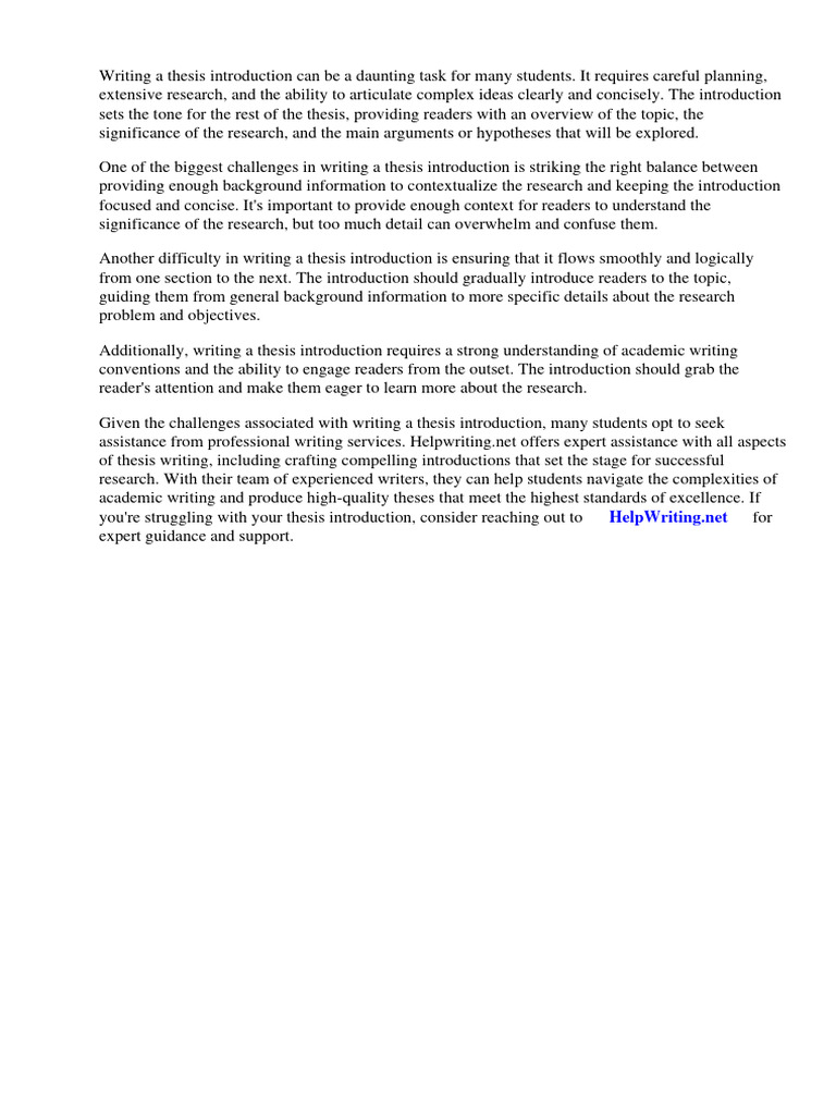 How To Write Thesis Introduction Pdf Thesis Essays