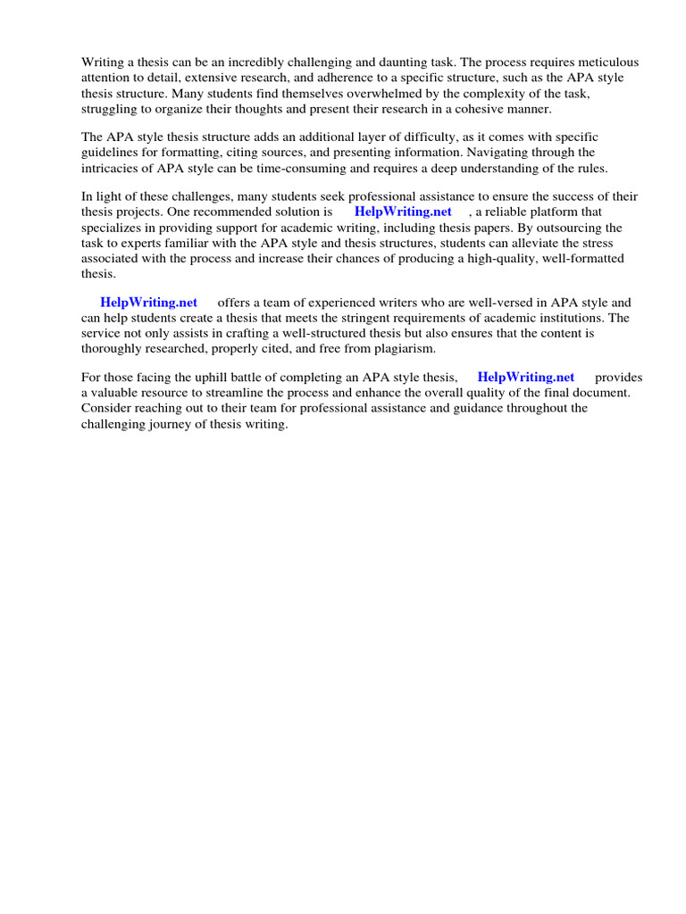 Apa Style Thesis Structure Pdf Apa Style Thesis