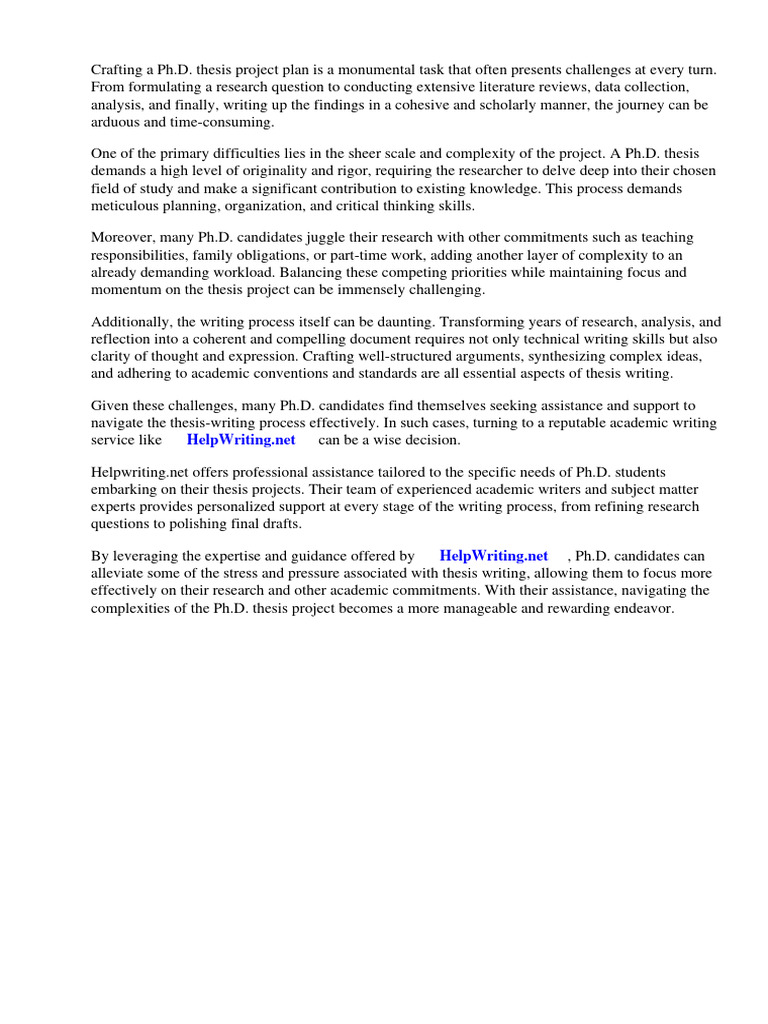 PHD Thesis Project Plan | PDF | Thesis | Doctor Of Philosophy