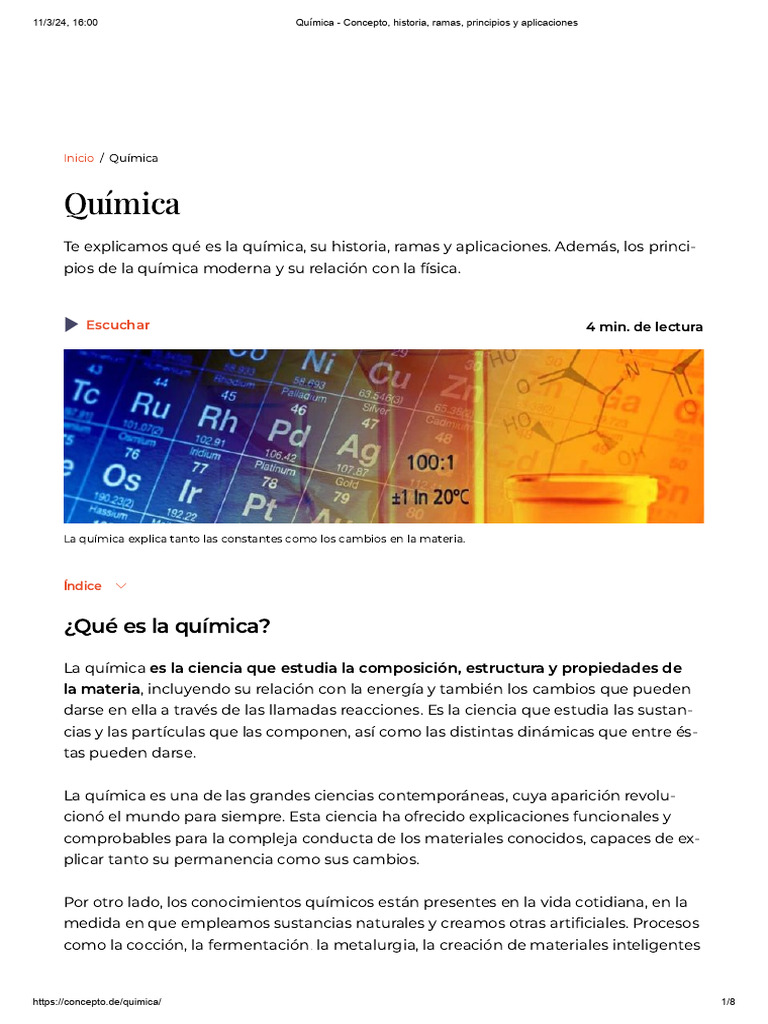Química - Concepto | PDF | Química | Importar