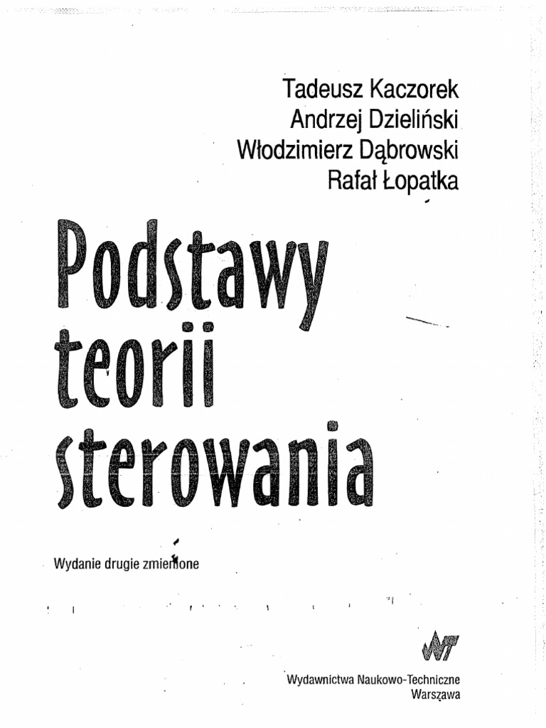 Kaczorek T. - Podstawy Teorii Sterowania Wydanie Drugie | PDF