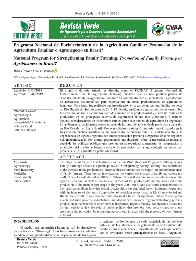 Programa Nacional de Fortalecimiento de La Agricultura Familiar | PDF | Agricultura | Área rural