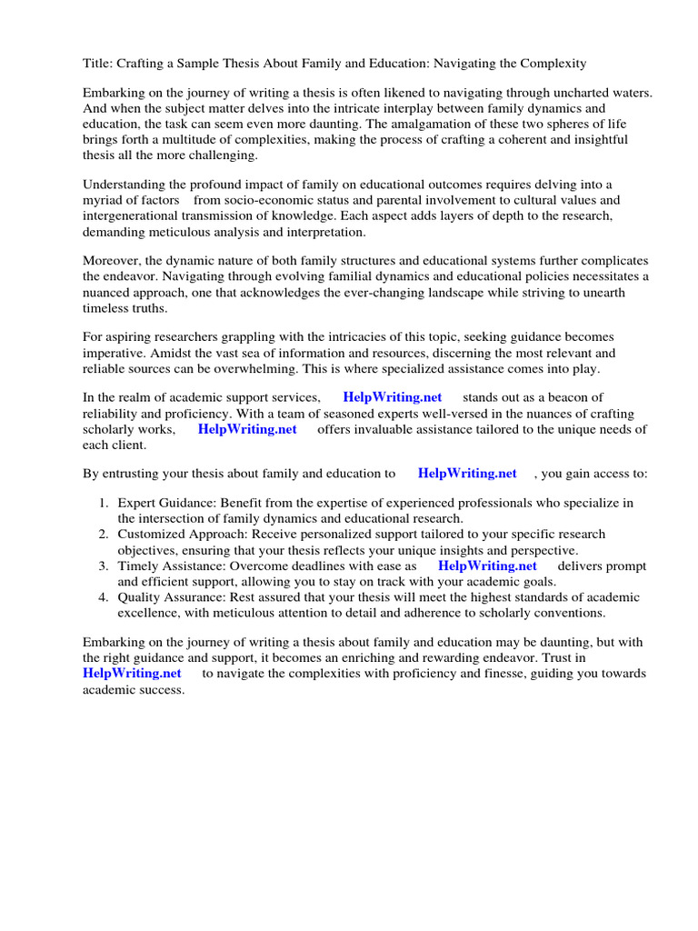 Sample Thesis About Family and Education | PDF | Essays | Thesis