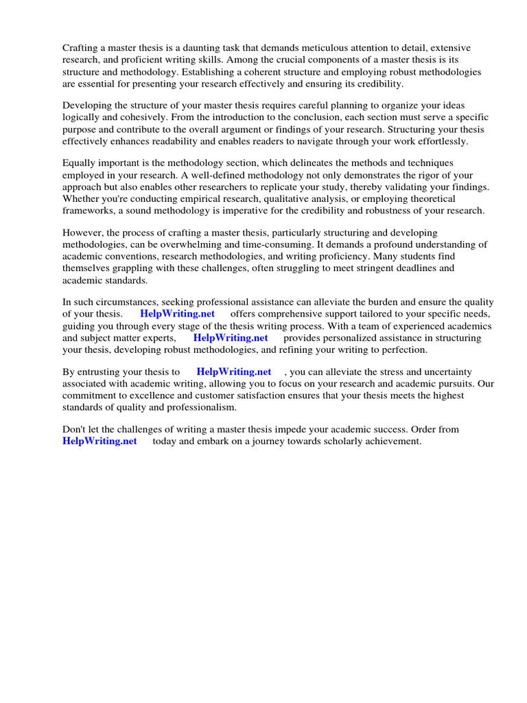 Master Thesis Structure Methodology | PDF | Thesis | Methodology