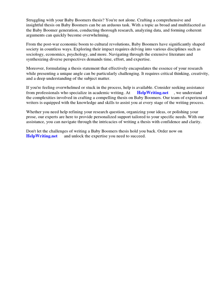 Baby Boomers Thesis Statement | PDF | Baby Boomers | Medicare (United ...