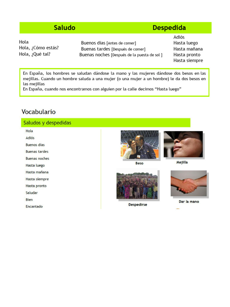 Unidad-1. Saludos y Presentaciones | PDF