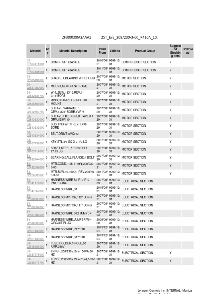 CP ZF300C00A2AAA1 O SP 25T 208 230V 3Ph 60Hz R410A INV C 032016 | PDF | Equipment | Electrical ...