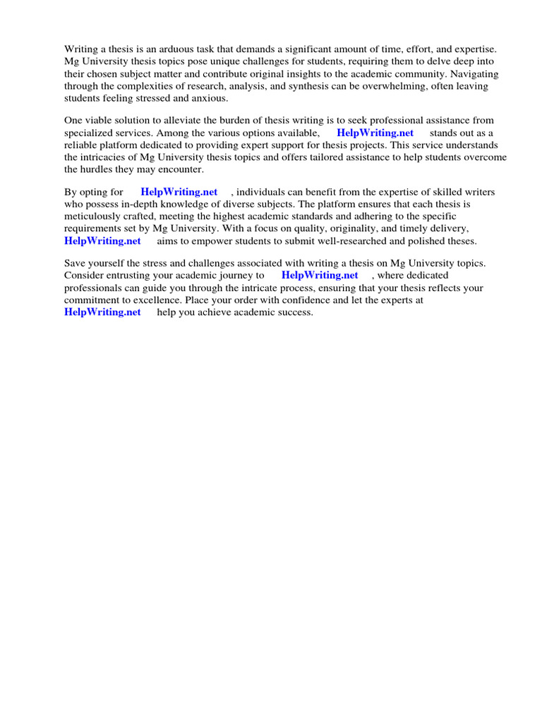 MG University Thesis Topics | PDF