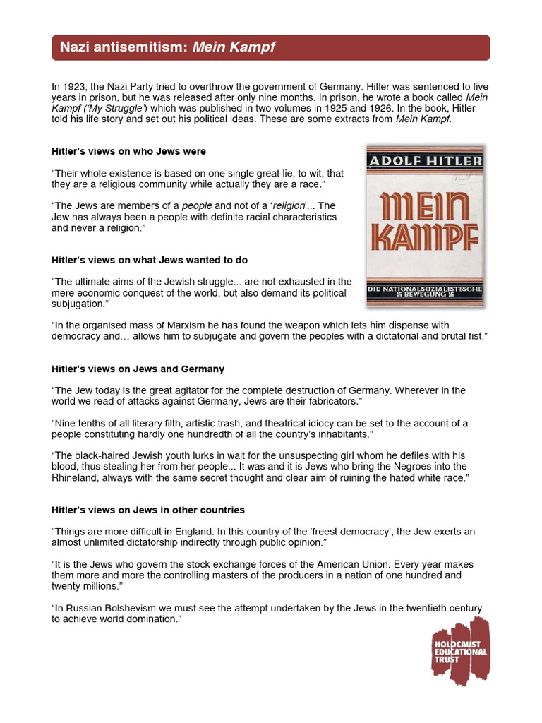 Nazi Antisemitism in Mein Kampf | PDF | History