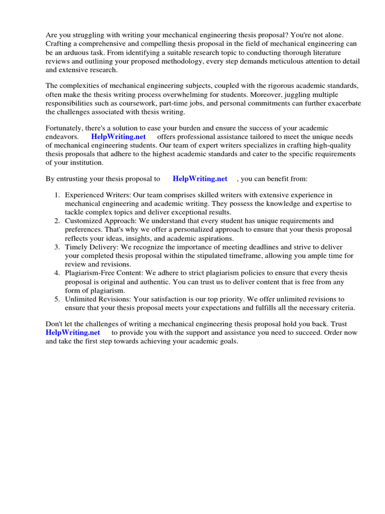 Mechanical Engineering Thesis Proposal Example | PDF | Thesis | Engineering Mechanical Engineering Thesis Proposal Example | PDF | Thesis | Engineering