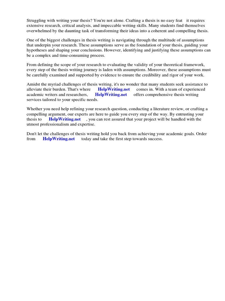 Assumptions Thesis Writing | Download Free PDF | Thesis | Risk