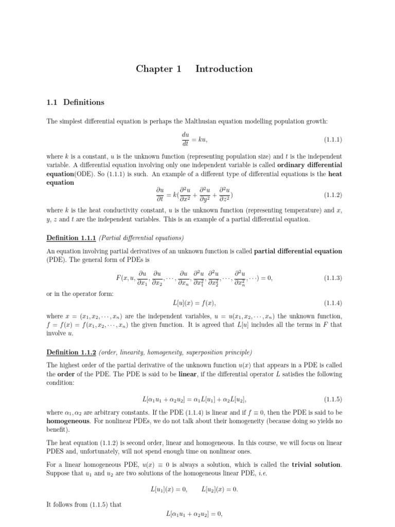 Pde Lecture Notes Pdf Partial Differential Equation Differential Equations 