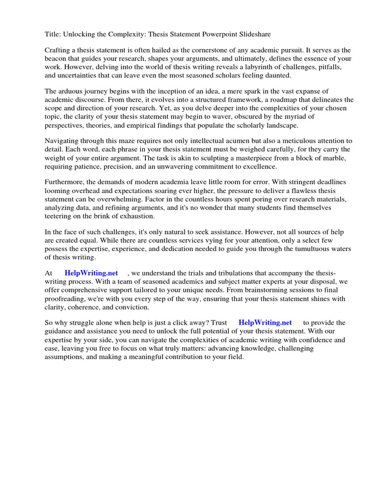 Thesis Statement Powerpoint Slideshare | PDF | Essays | Thesis