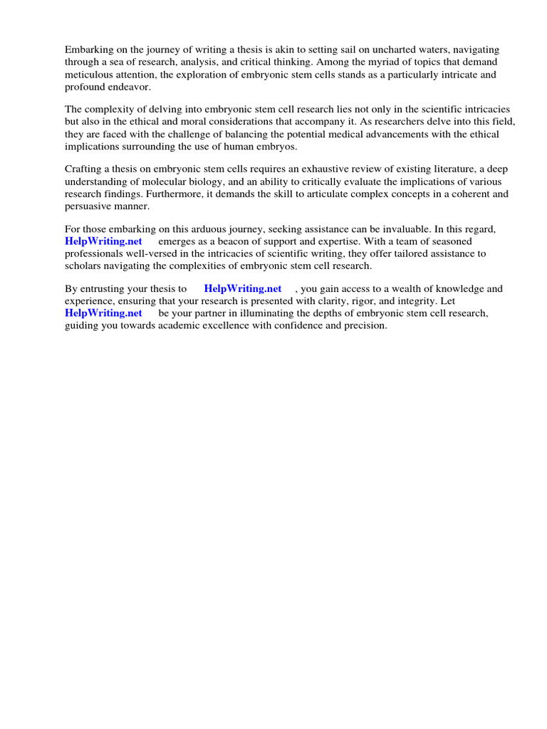 Embryonic Stem Cell Thesis | PDF | Stem Cell | Cell Potency