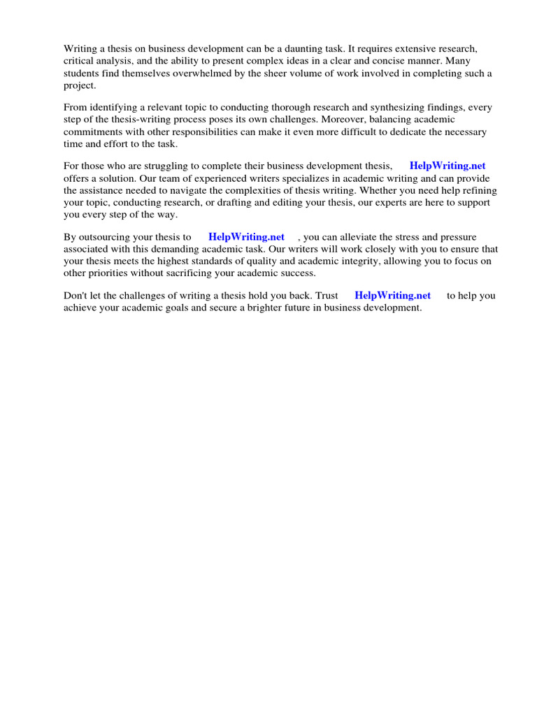 Business Development Thesis Topics | PDF