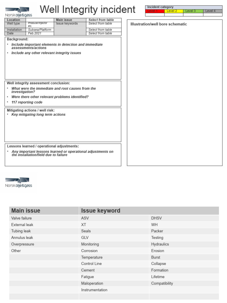 Well Integrity Incident Report Form | Download Free PDF | Leak