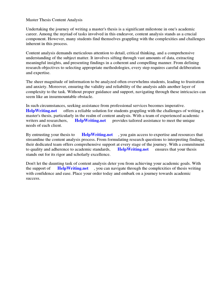 Master Thesis Content Analysis | PDF | Thesis | Methodology