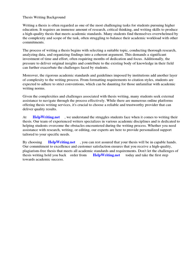 Thesis Writing Background | PDF | Thesis | Theory