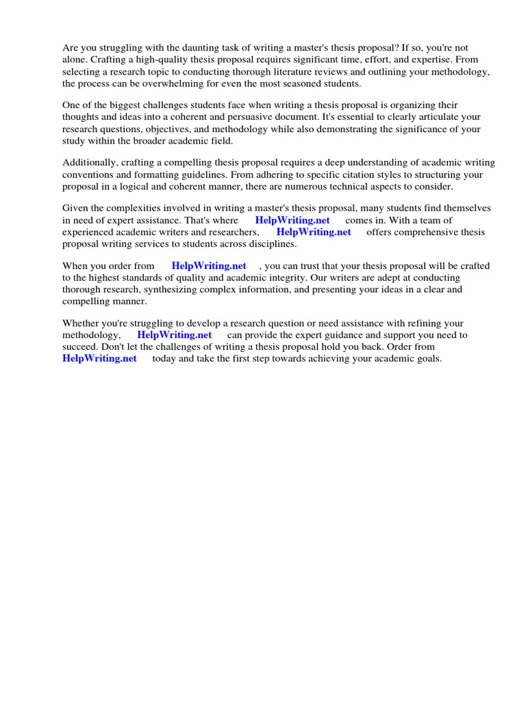 How To Write Master Thesis Proposal PDF | PDF | Environmental Impact ...