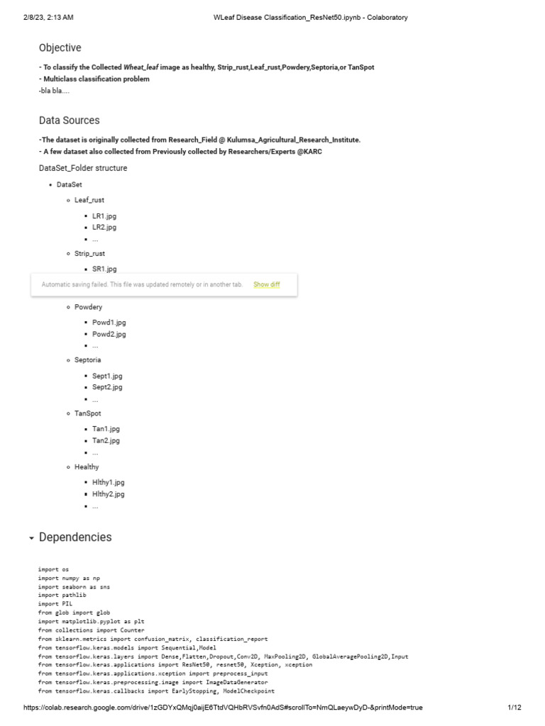 WLeaf Disease Classification - ResNet50.ipynb - Colaboratory | PDF | Artificial Intelligence ...