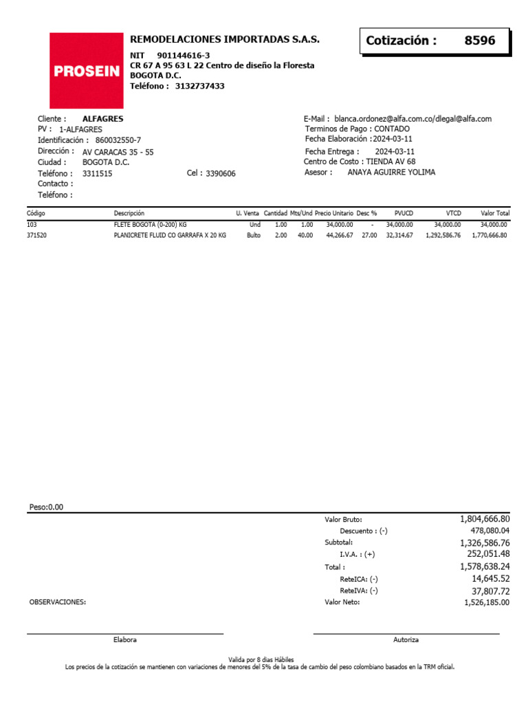 Prosein - Cotz 8596 Alfagres Sa | PDF
