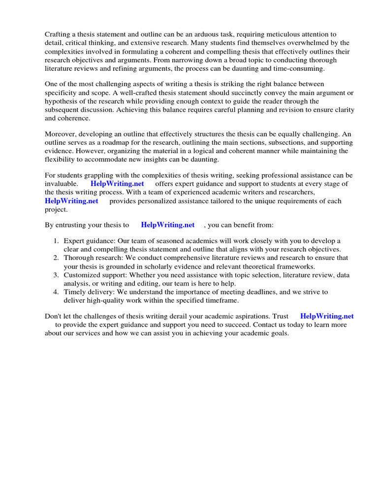 Thesis Statement and Outline Rubric | PDF | Essays | Thesis