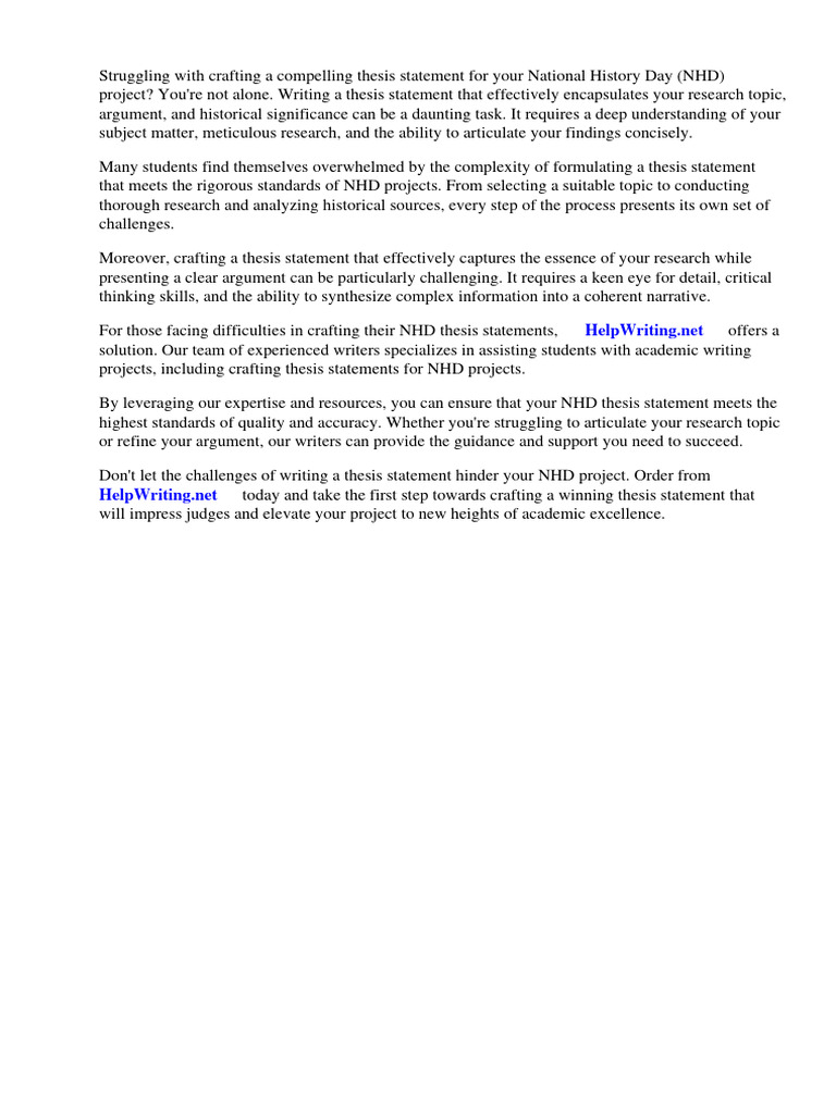 Examples of NHD Thesis Statements | PDF | Essays | Thesis
