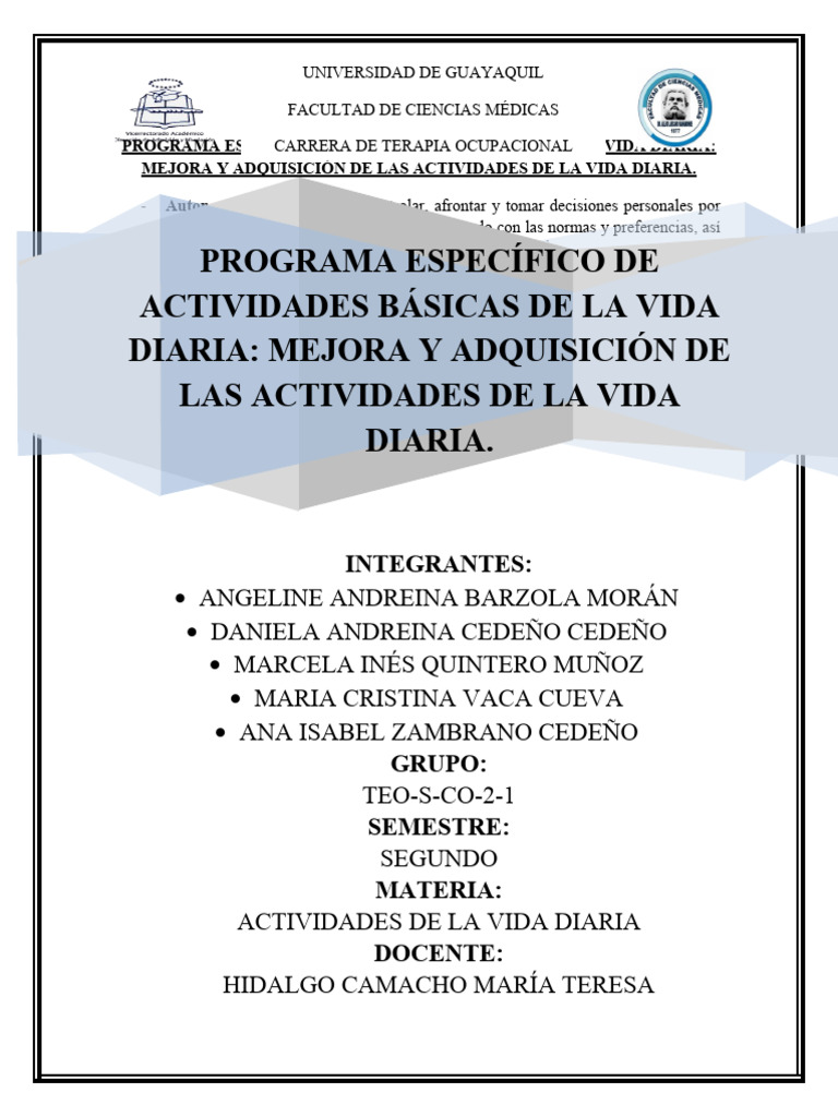 Programa de Habilidades de La Vida Diaria | PDF | Invalidez | Trabajo Social