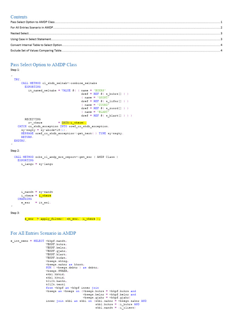 HANA Query Techniques for AMDP | PDF