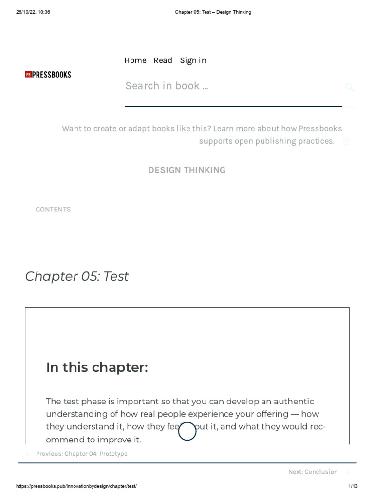 Chapter 05 - Test - Design Thinking | PDF | Usability | Design Thinking
