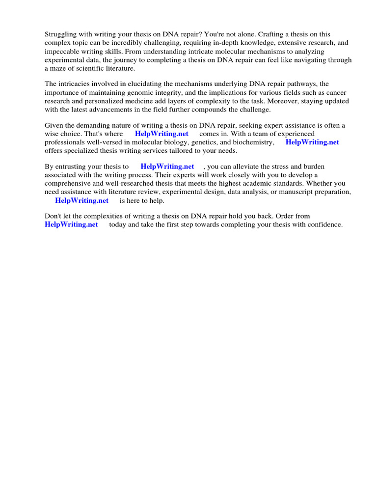 Thesis Dna Repair | PDF | Dna | Dna Repair