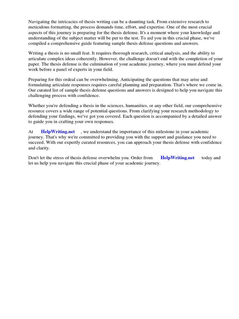 Sample Thesis Defense Questions and Answers | PDF | Thesis | Methodology